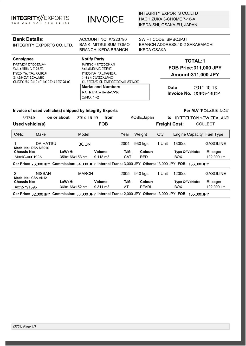 Documents Sent to You - Japanese Car Auctions - Integrity Exports